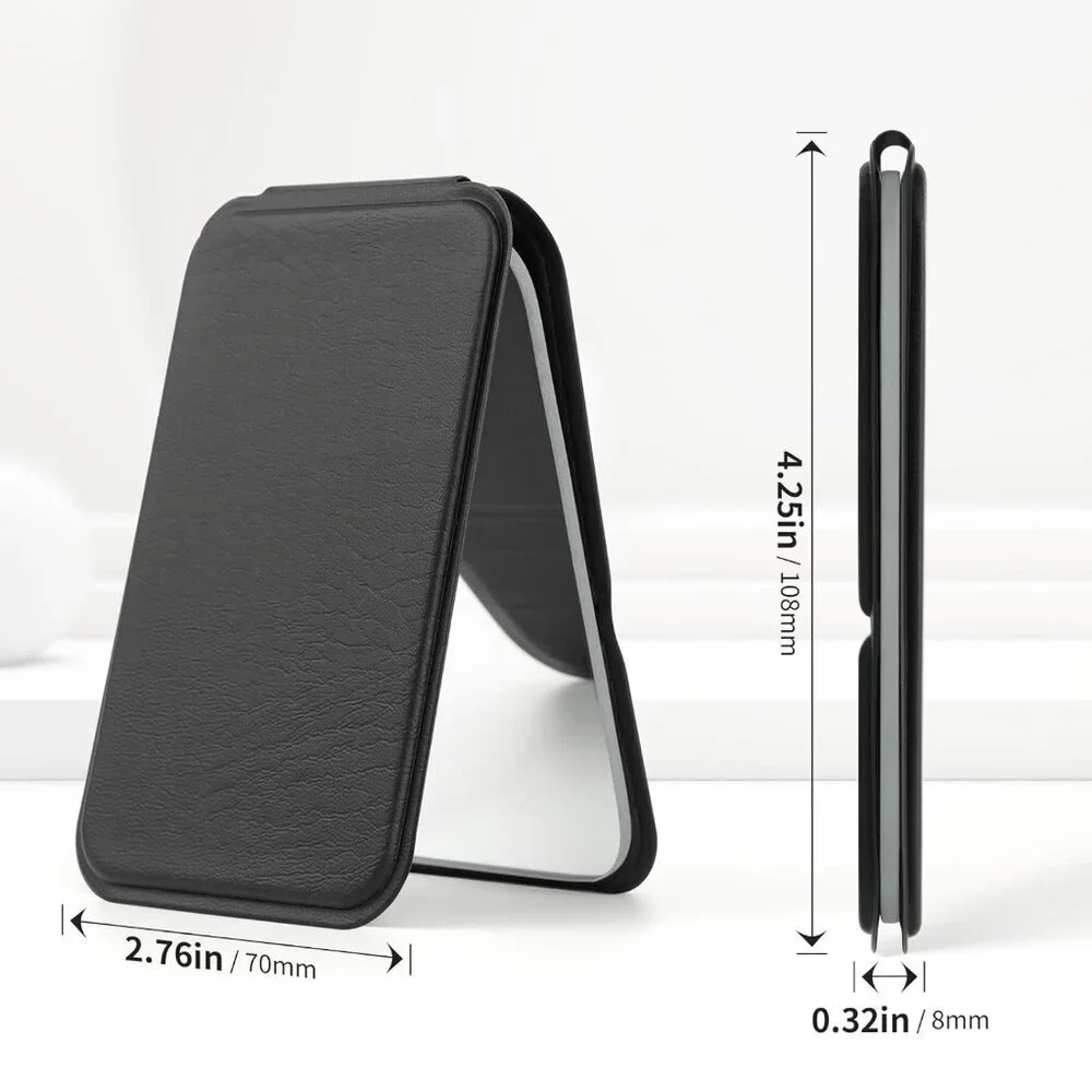 Other | Mini Folding Mirror Portable Travel Pu Portable Adjustable ...